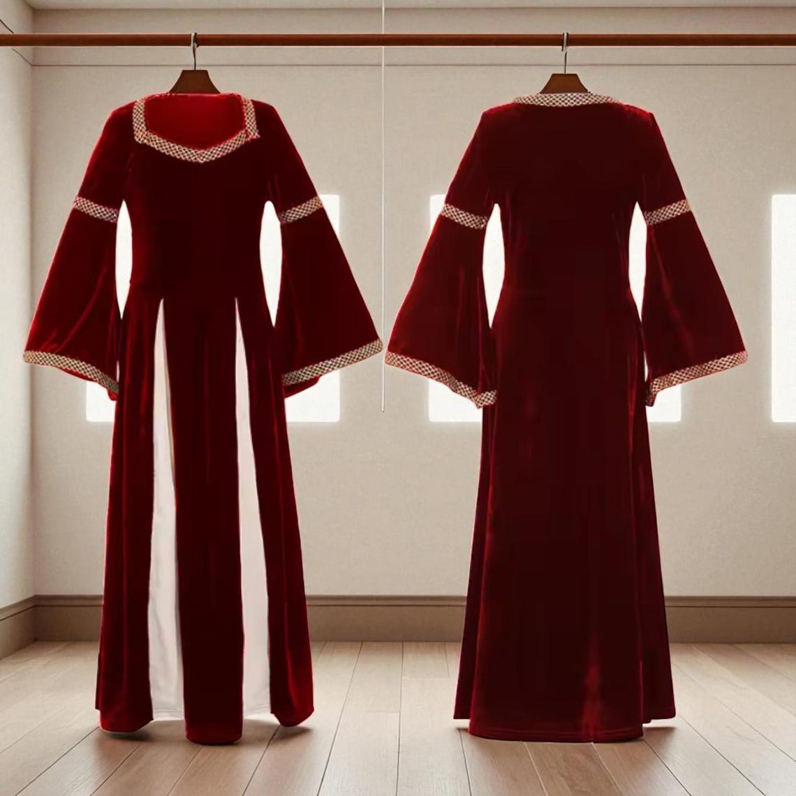 Children Role Play Gown, Renaissance Velvet Long Skirt, Medieval Palace ...
