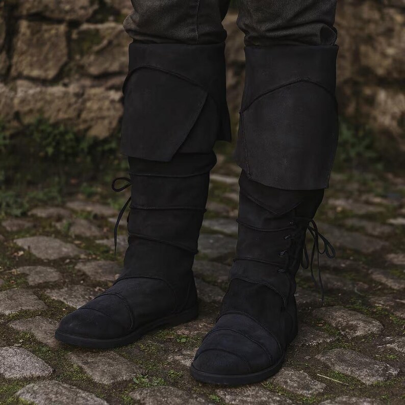 Renaissance Suede High Top Boots: Medieval Gothic Cosplay Footwear - Etsy
