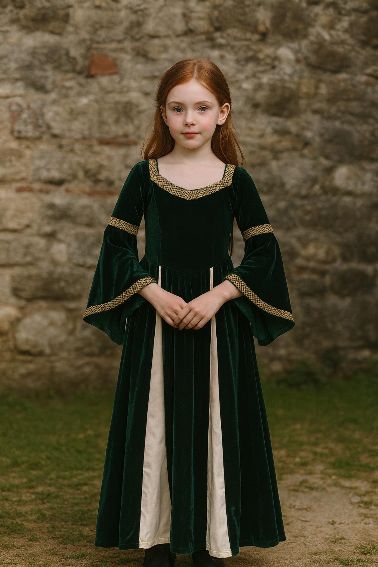 Children Role Play Gown, Renaissance Velvet Long Skirt, Medieval Palace ...