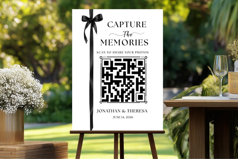Wedding QR Code Photo Sharing Sign Template (digital Download) - Etsy