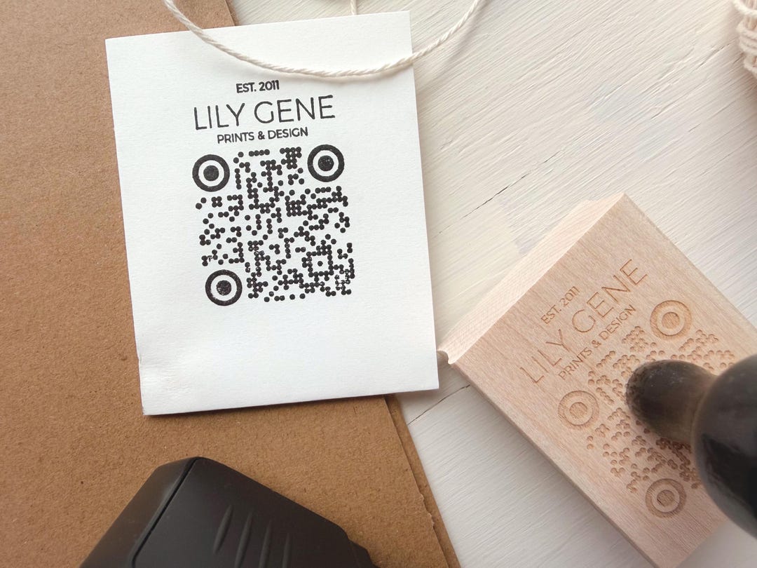 Custom QR Code Wood Stamp | Self-inking Business Logo & Website Stamp ...