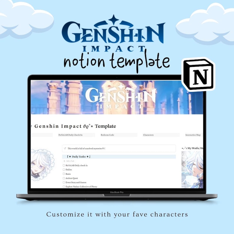 Genshin Impact Notion Template - Etsy