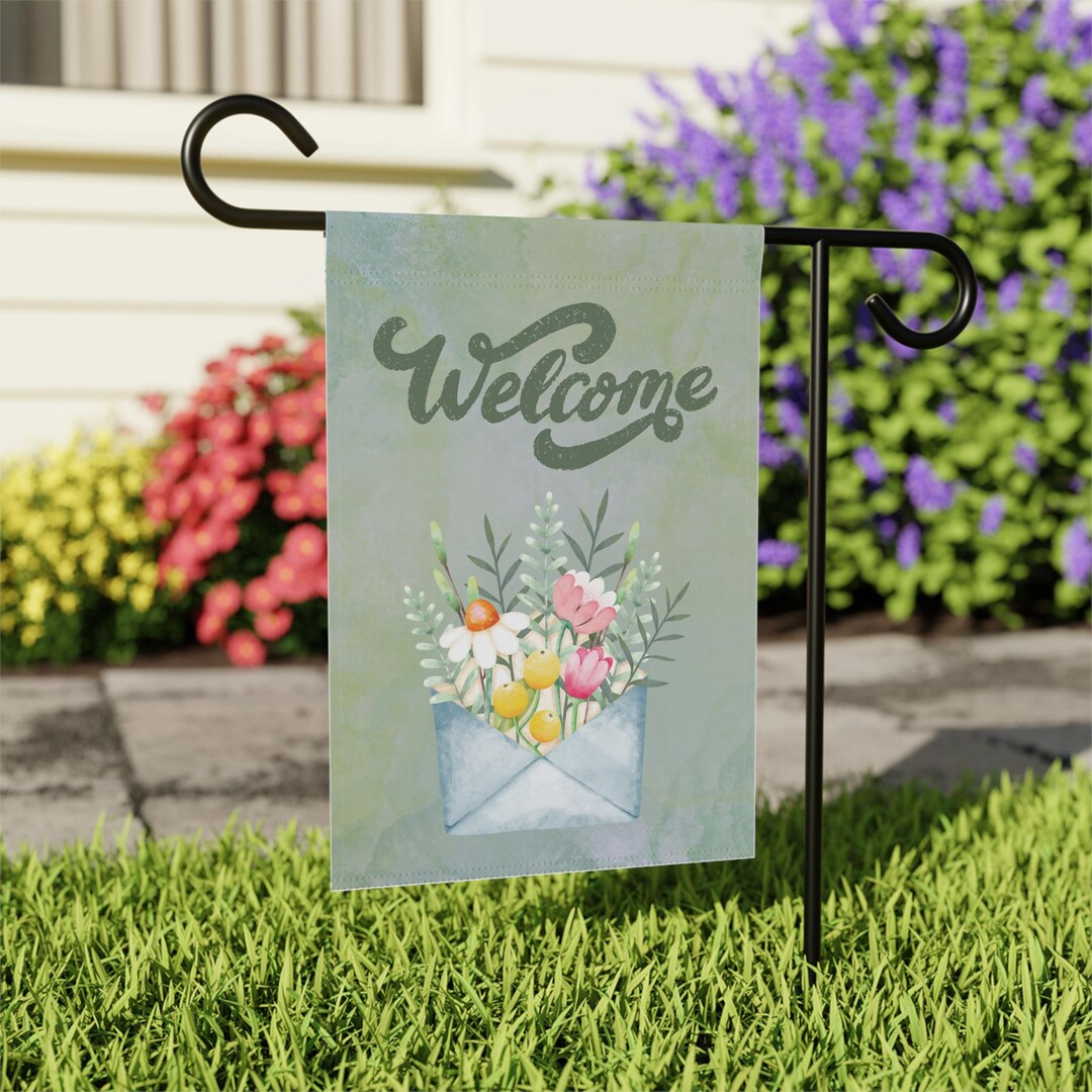 Floral Welcome Banner, Outdoor Yard Decor, Housewarming Gift, Spring ...