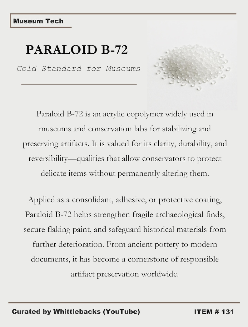 Museum Conservation Tech & Artifact Preservation Essential - Paraloid B ...