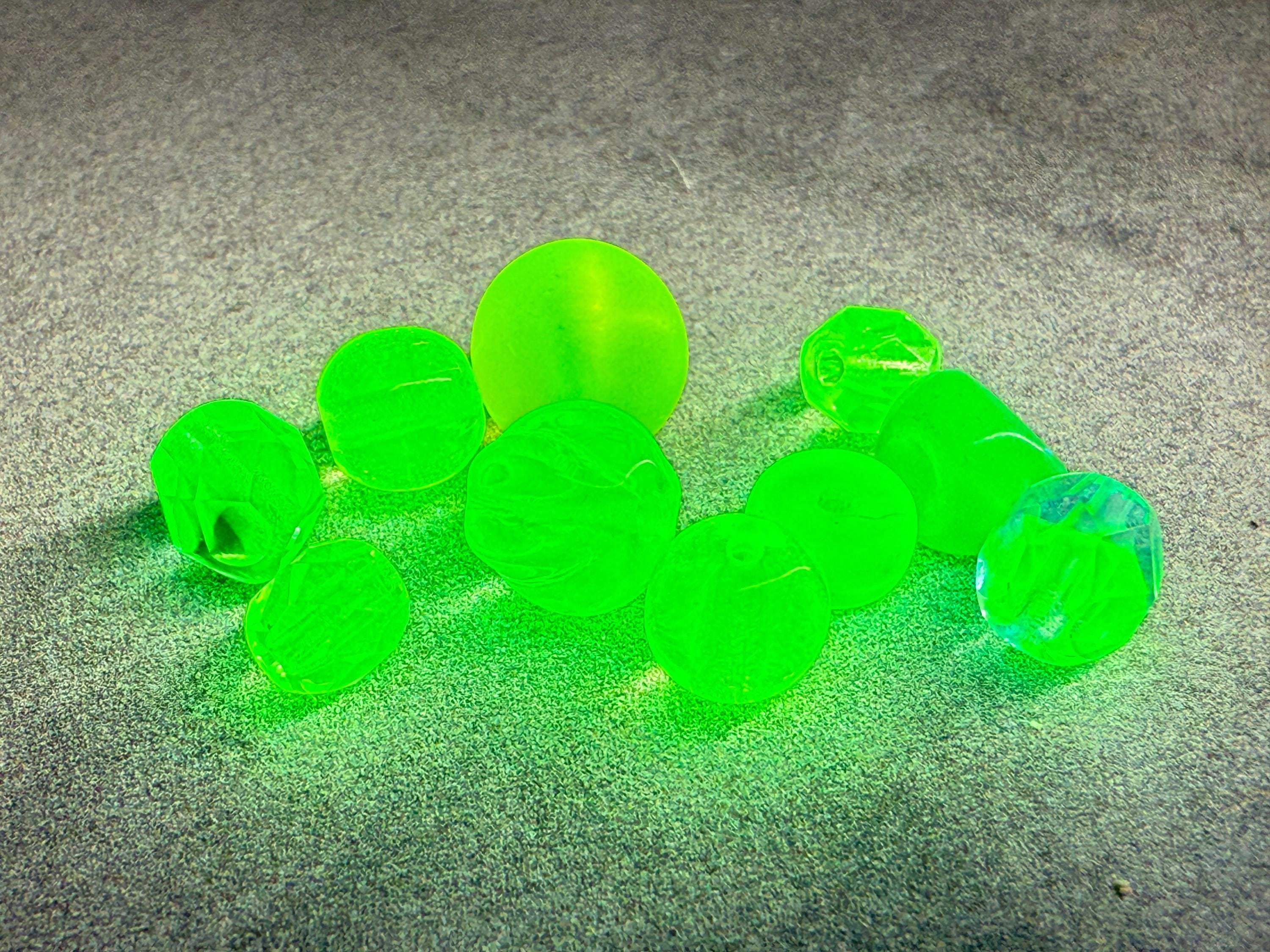 Uranium Glass Beads – Vintage Fluorescent Green UV Reactive Assortment ...