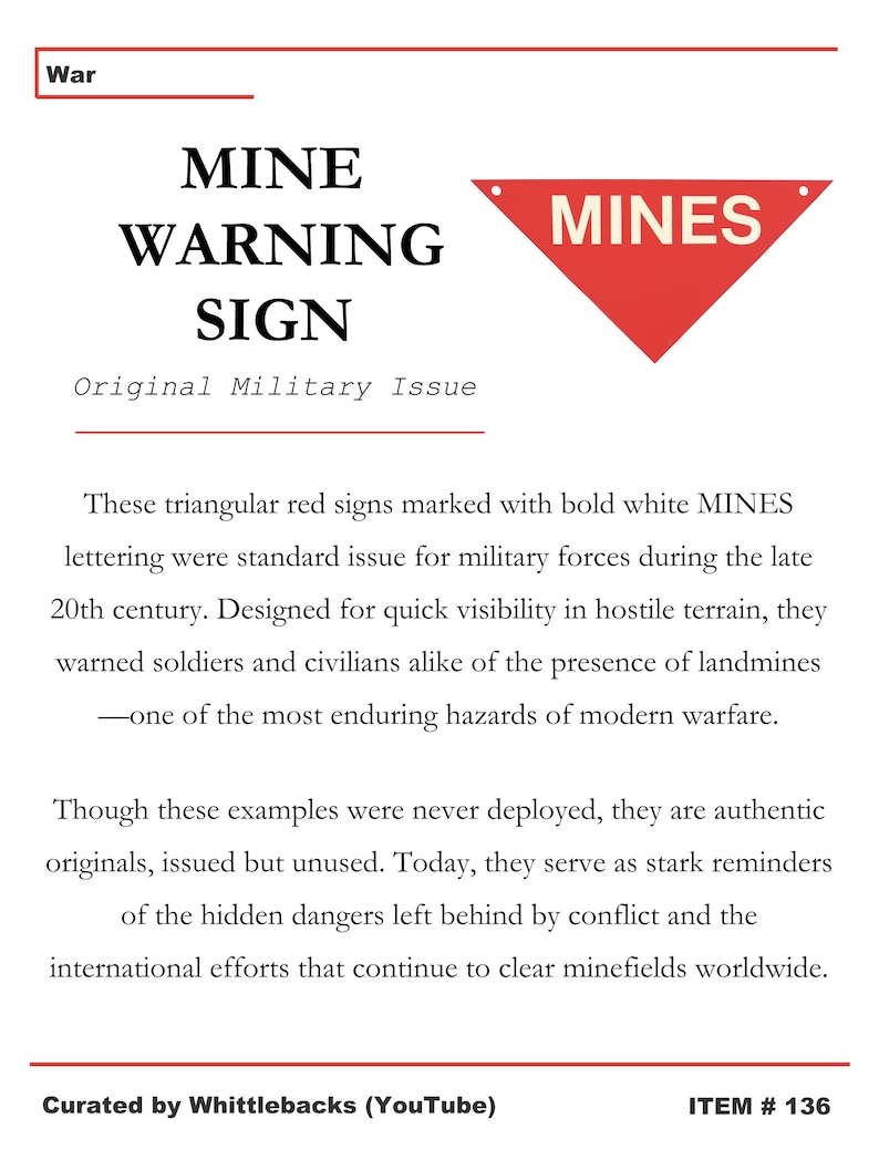 Original Military Mine Warning Sign – Cold War Era Aluminum “MINES ...
