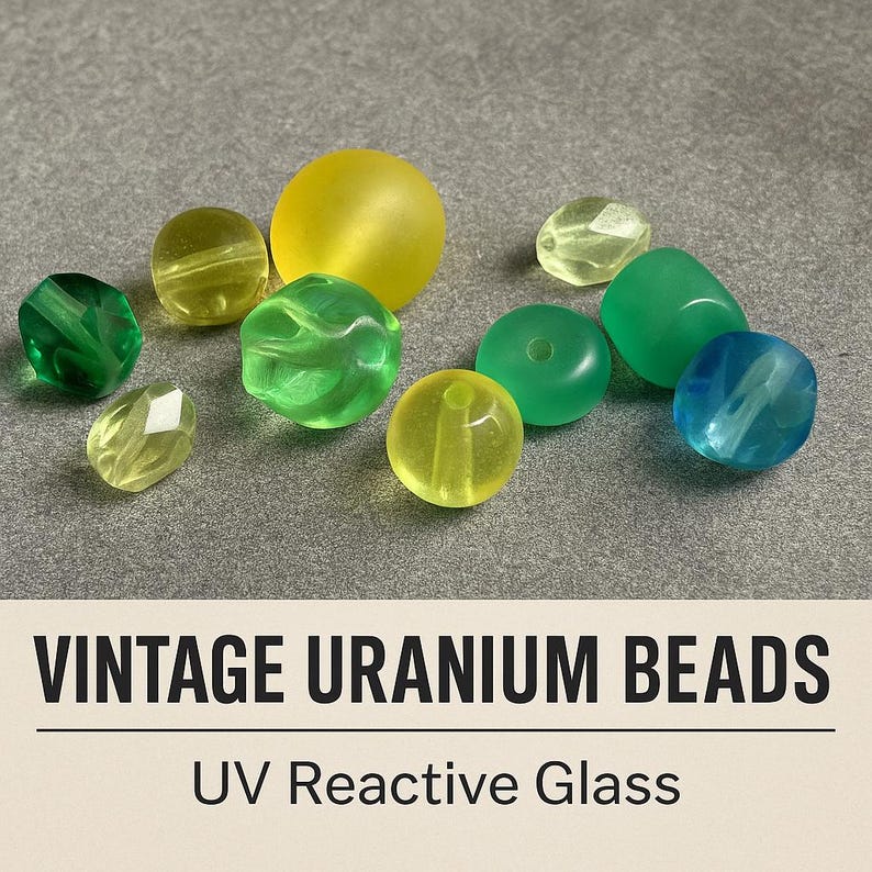 Uranium Glass Beads – Vintage Fluorescent Green UV Reactive Assortment ...