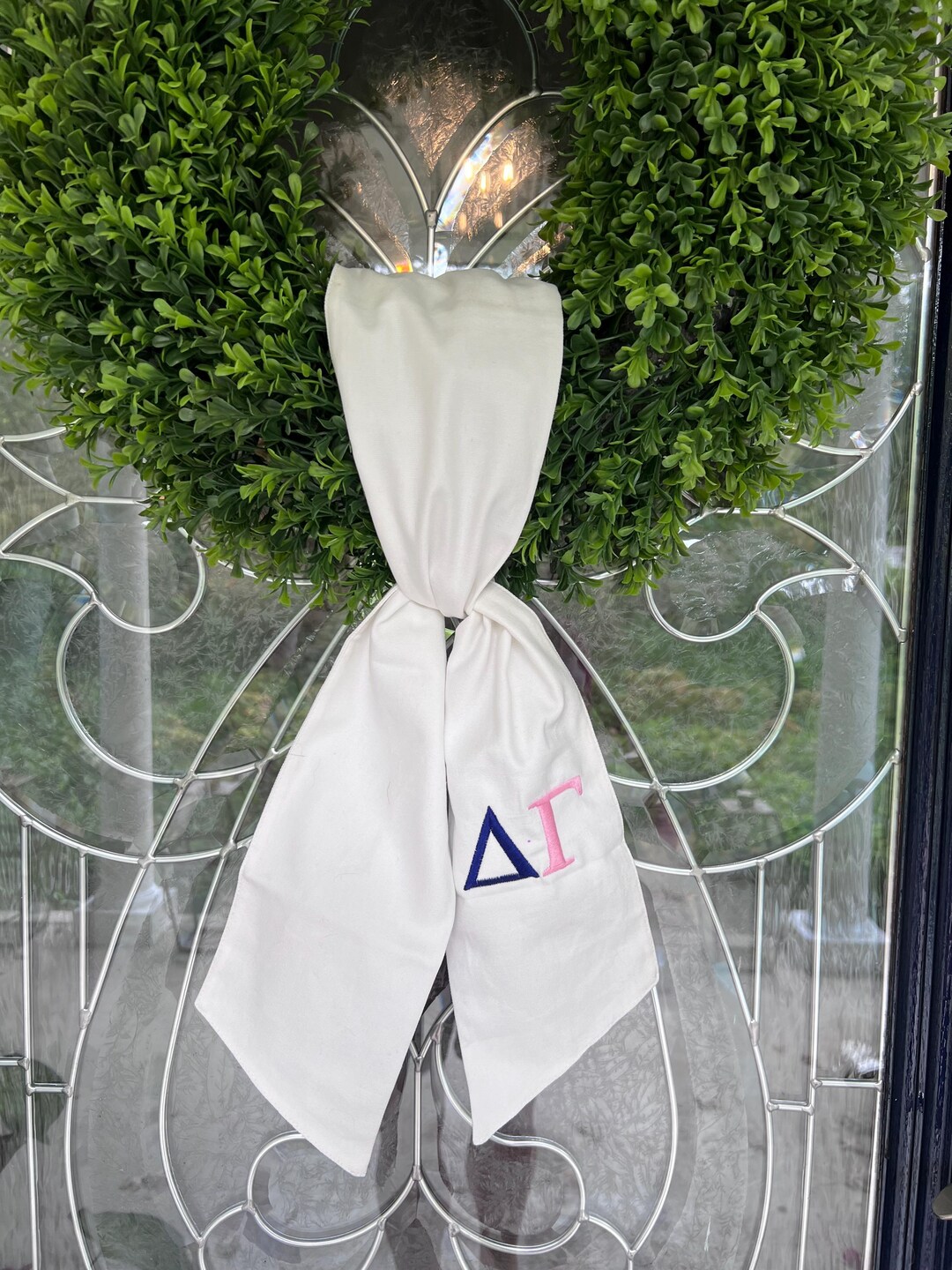 Embroidered Sorority Wreath Sash • Custom Cotton Front Door Decor - Etsy