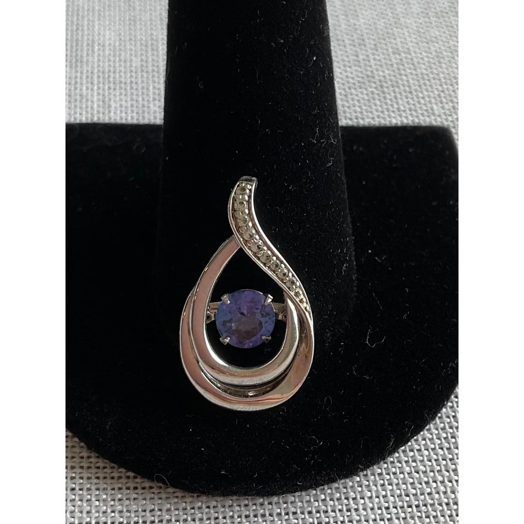 SAI 925 Sterling Silver Floating Gemstone Pendant Vintage ESTATE ...