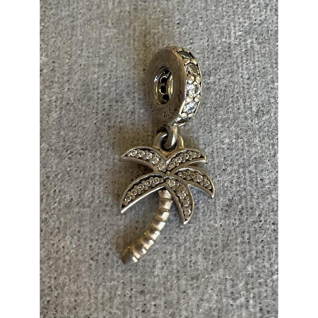 Pandora ALE 925 Sterling Silver Sparkling Palm Tree Dangle Charm - Etsy