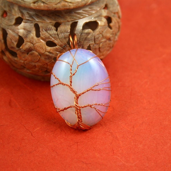 Opalite Tree of Life Wire-wrapped Pendant Yggdrassil World - Etsy Canada