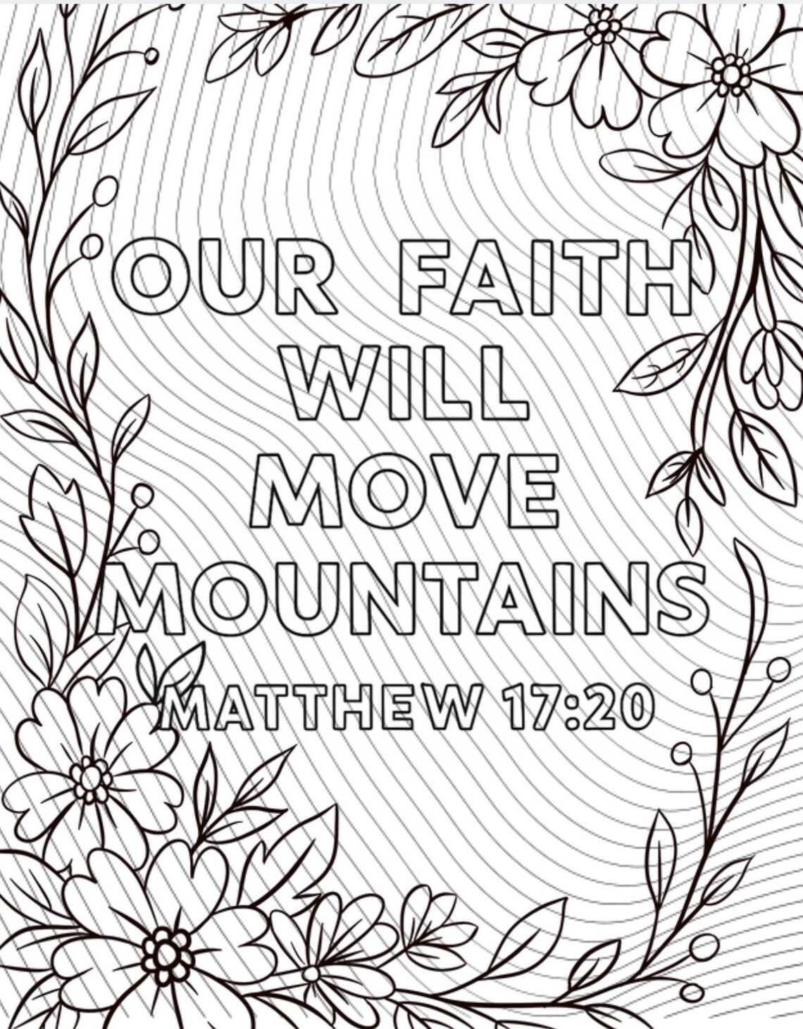 Bible Verse Mathew 17:20 Coloring Page 4-4 - Etsy