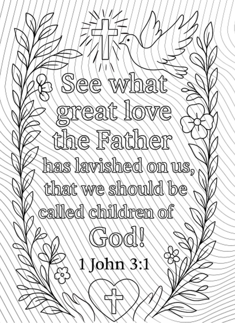 Bible Verse 1 John 3:1 Coloring Page 3-5 - Etsy