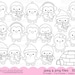 Cute Penguins Digital Stamps penguin outlines line art | Etsy