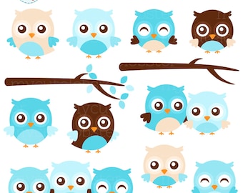 Birthday Owls Clipart Set party owls clip art set birthday | Etsy