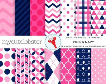 Pink Navy Chevron | Etsy