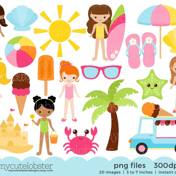 Beach Girls Clipart - Etsy