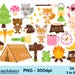 Camping Animals Clipart - Cute Animals Clipart Set, Woodland Animals ...