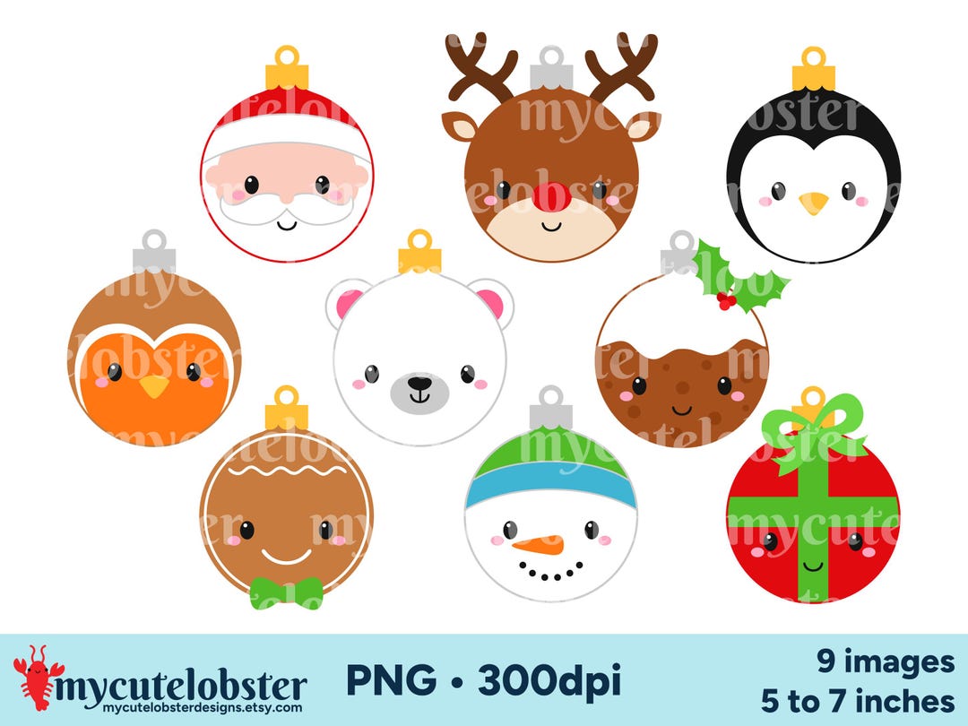 Christmas Baubles Clipart - Set of Festive Ornaments, Holiday Clipart ...