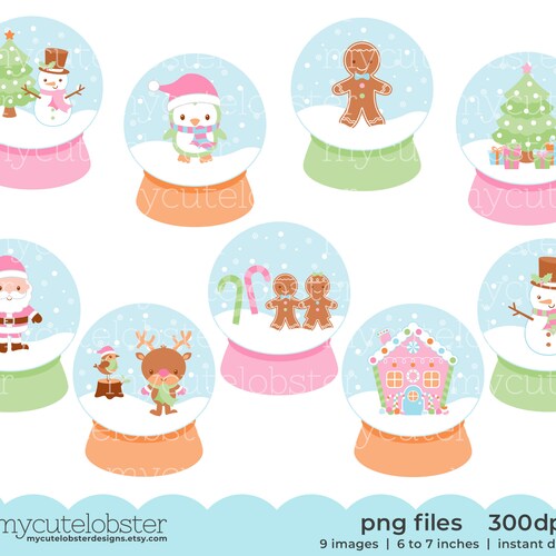 Pastel Christmas Clipart Cute Christmas Clip Art Set Santa - Etsy