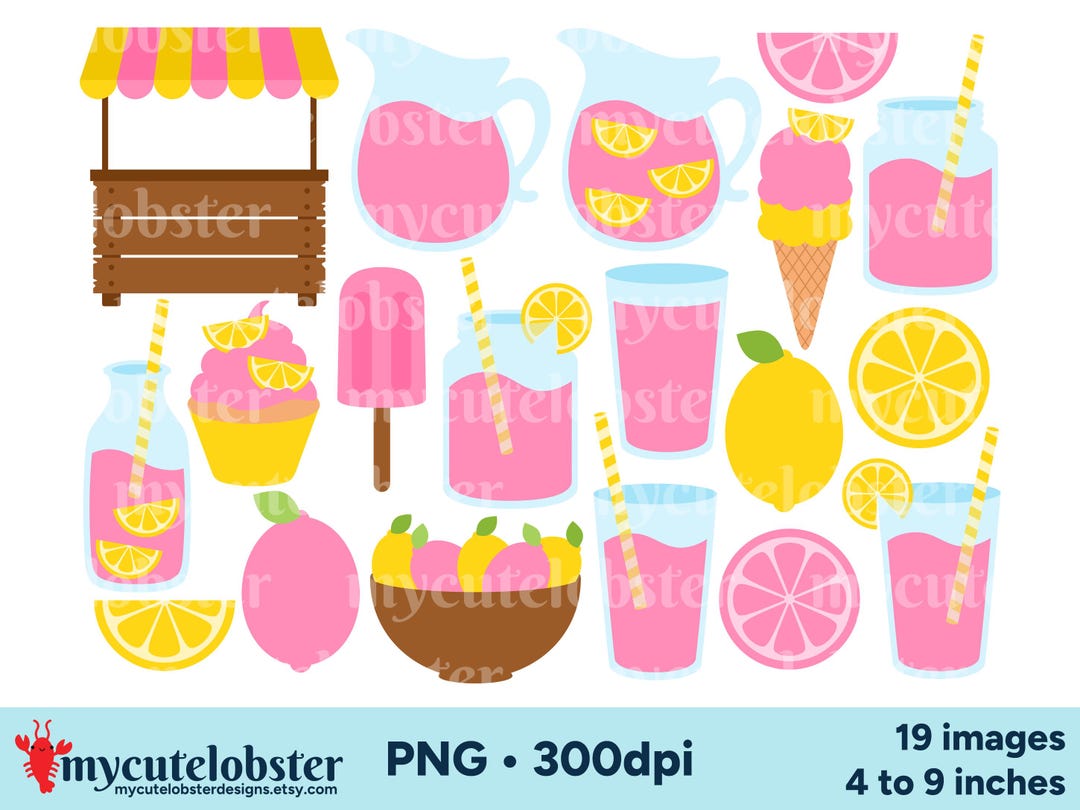 Pink Lemonade Clipart - Pink Lemonade Stand Clip Art Set, Lemonade ...