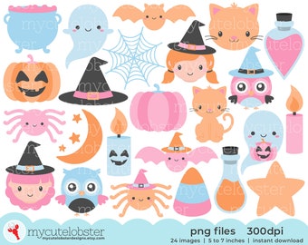 Pastel Halloween Clipart | Etsy