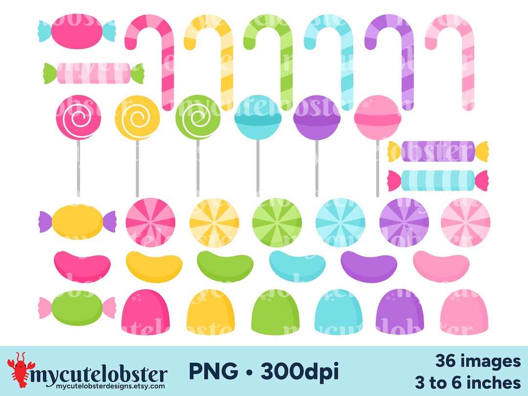 Sweets & Candy Clipart - Clip Art Set of Lollipops, Candy, Sweets ...