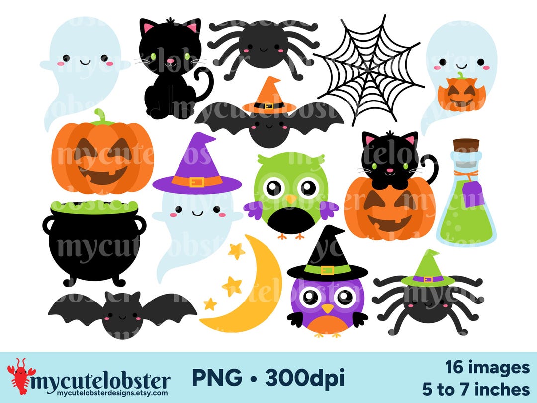 Halloween Friends Clipart - Cute Halloween Clip Art Set, Ghosts, Owls ...