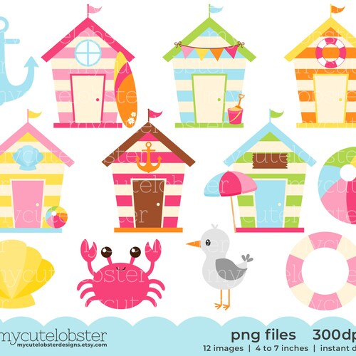 Beach Clip Art Mini - Etsy