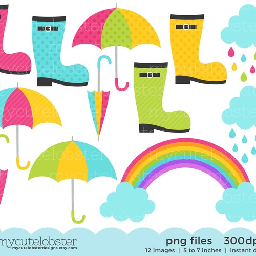 April Showers Clipart Commercial Use Rainy Day Vector - Etsy