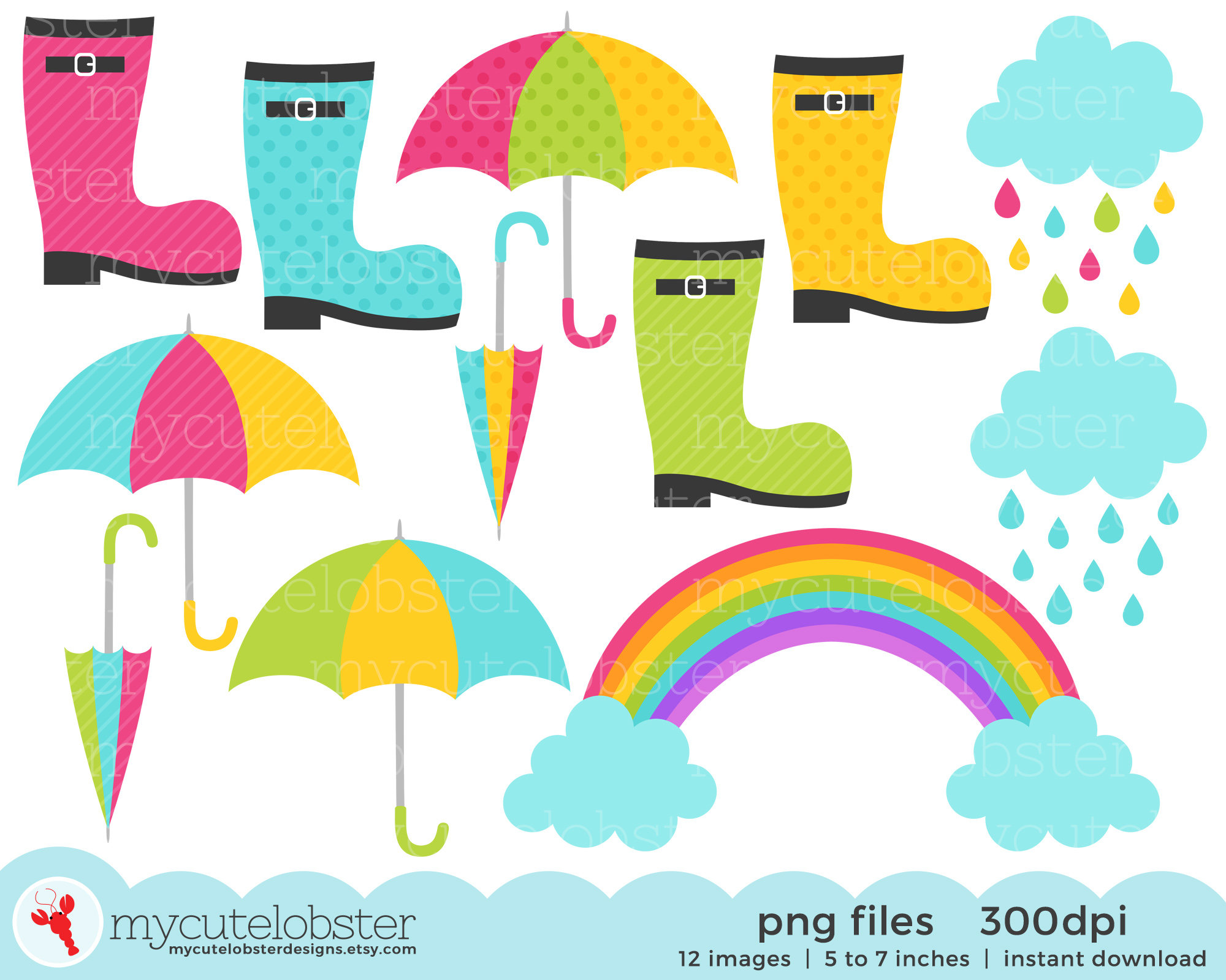 Rain With Umbrella Clip Art Free