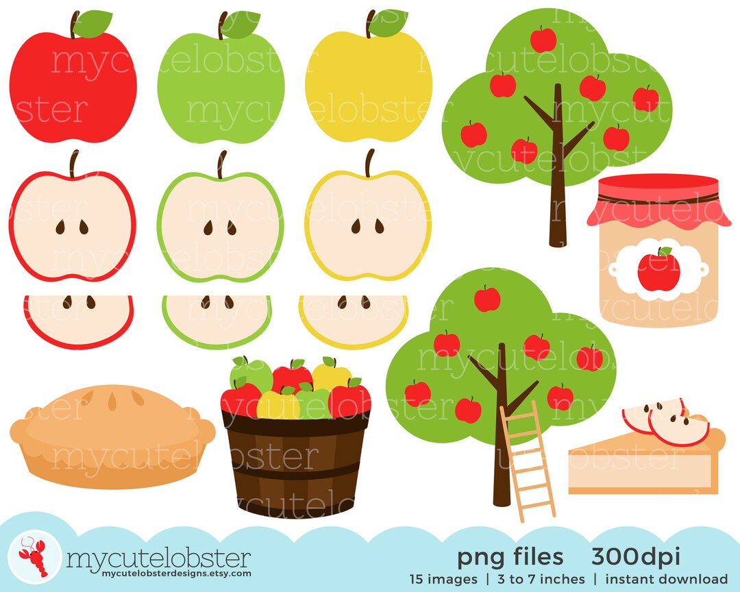 Apple Picking Clipart Set Apples Fall Apple Picking Apple - Etsy Canada