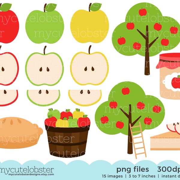 Apple Clipart - Etsy