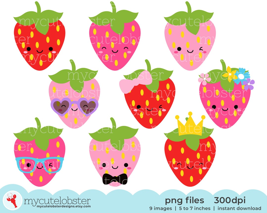 Cute Strawberries Clipart Happy Strawberries Clip Art, Cute Strawberry ...
