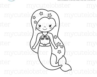 Mermaid outline | Etsy