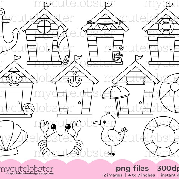 Beach House Clipart - Etsy