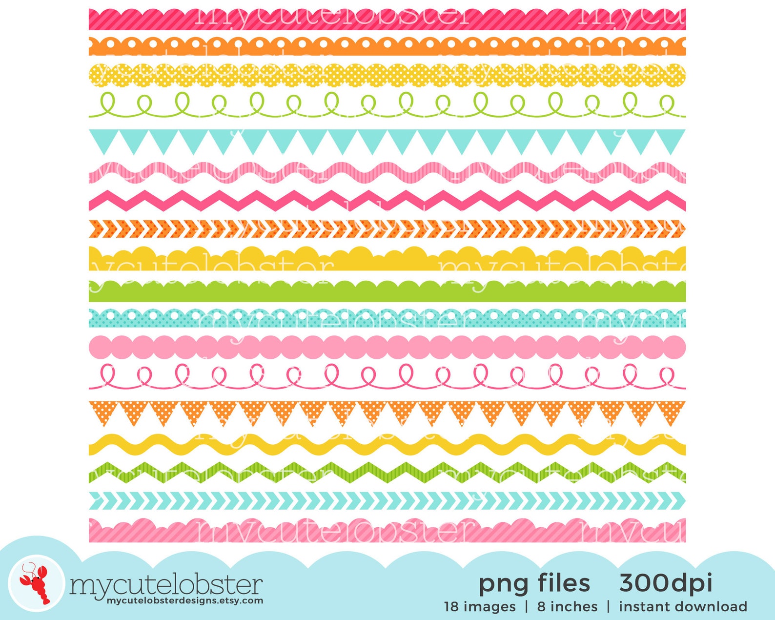 Colorful Borders Clipart Set Digital Borders Clip Art Set - Etsy
