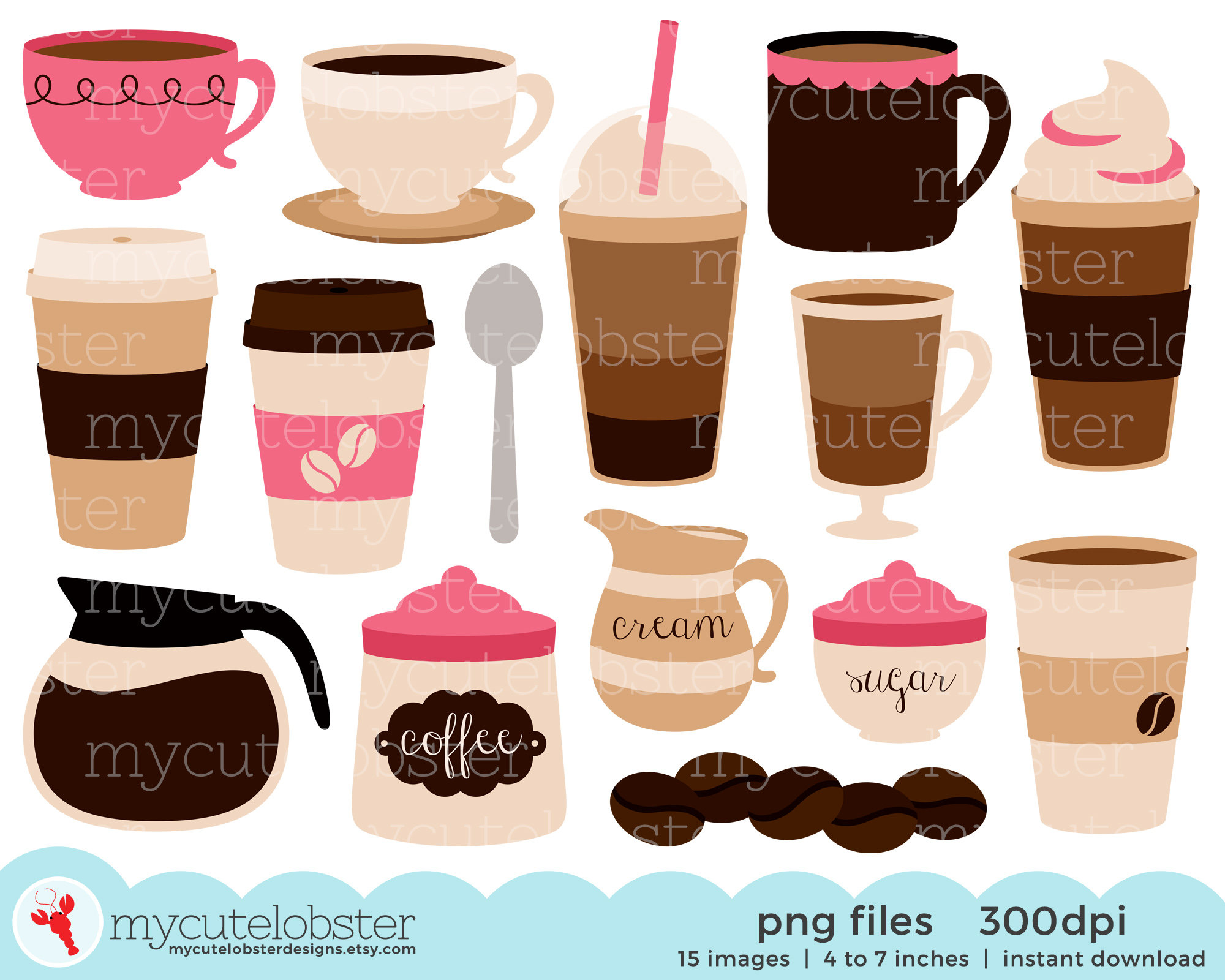Coffee Clipart Set clip art set de café espresso coffee - Etsy México