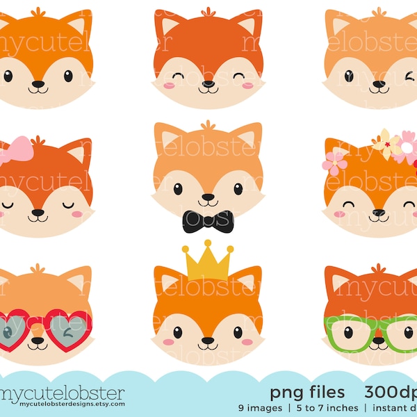 Cute Fox Clipart - Etsy