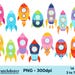 Space Rockets Clipart - Set of Spaceship Graphics, Space Clip Art, PNG ...
