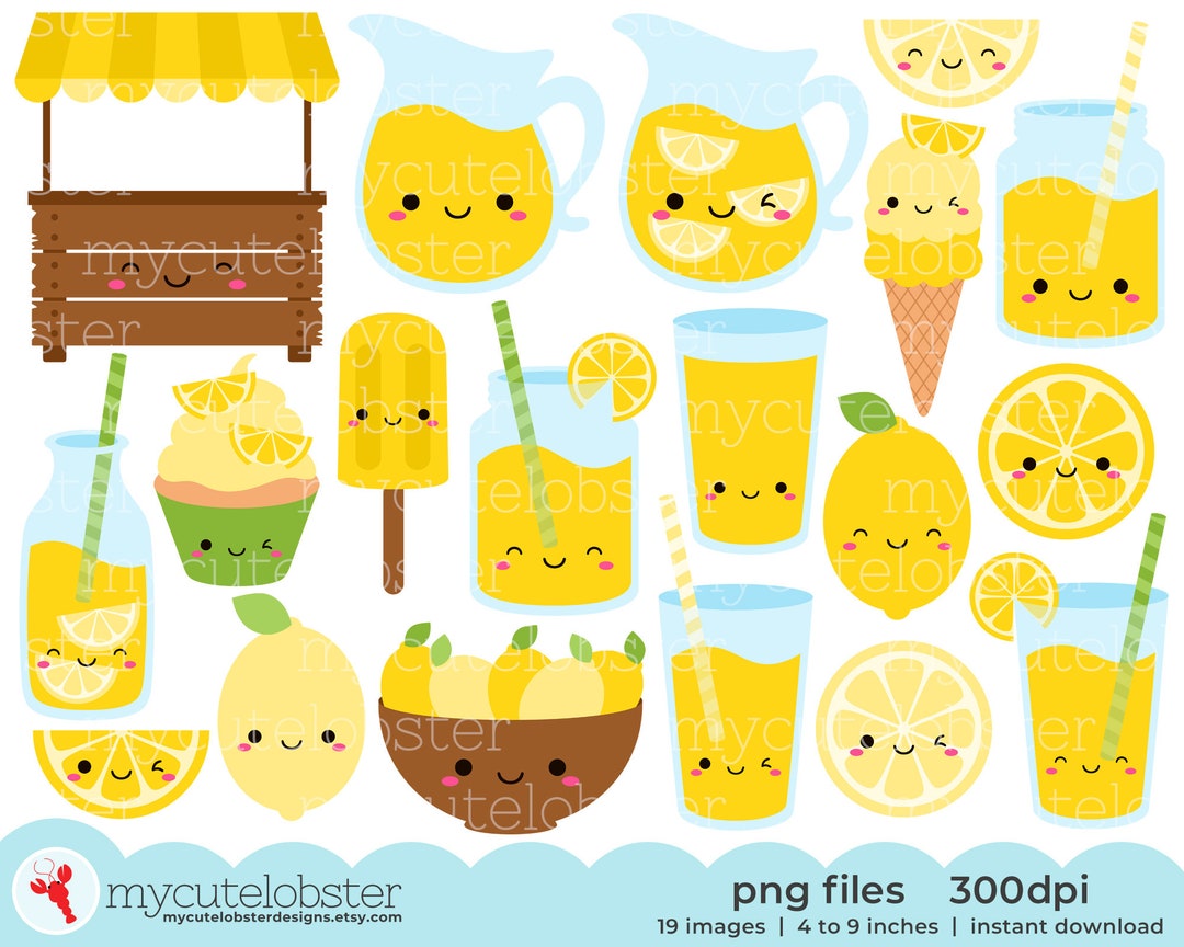 Cute Lemonade Clipart Lemonade Stand Clip Art Set, Happy Lemonade ...