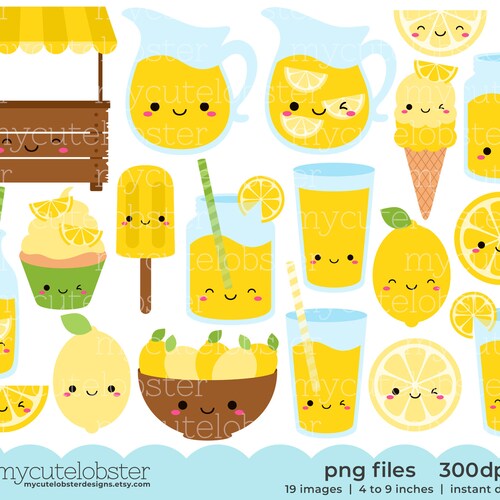 Cute Lemonade Clipart Lemonade Stand Clip Art Set Happy - Etsy