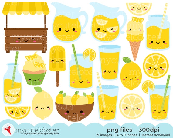 Cute Lemonade Clipart Lemonade Stand Clip Art Set Happy - Etsy
