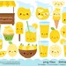 Cute Fruit Clipart Clip Art Set of Orange, Apple, Banana, Fruit, Happy ...
