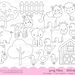 Farm Animals Digital Stamps Cute Animals Outlines Line Art | Etsy