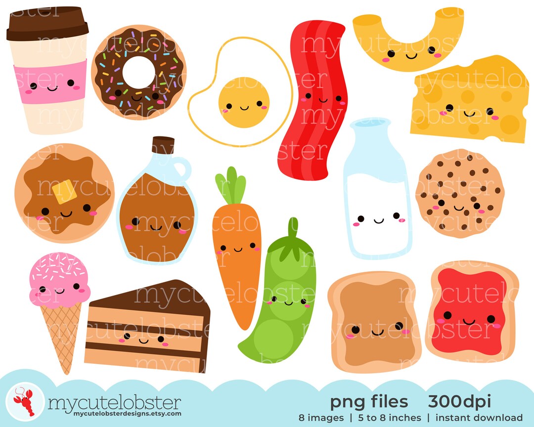 Cute Perfect Match Food Clipart Friendship Clip Art Set, Milk, Cookie ...