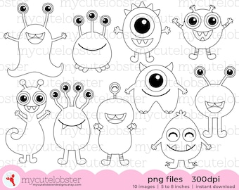 Monsters Line Art | Etsy