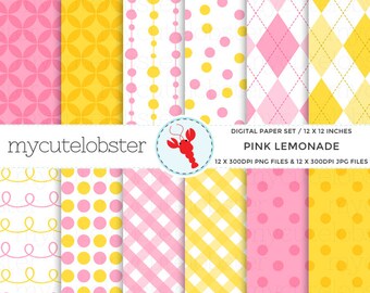 Pink Lemonade Digital Paper Pack Assorted Paper Set Polka - Etsy