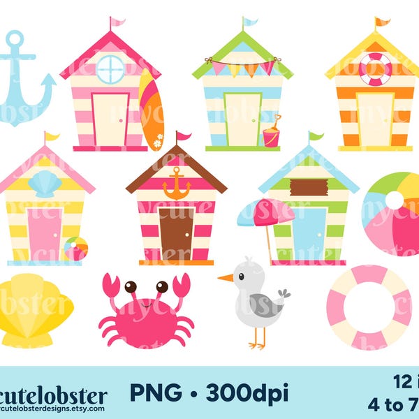 Beach House Clipart - Etsy