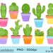 Cactus Clipart - Happy Plant Graphics, Plants in Pots, PNG Digital ...
